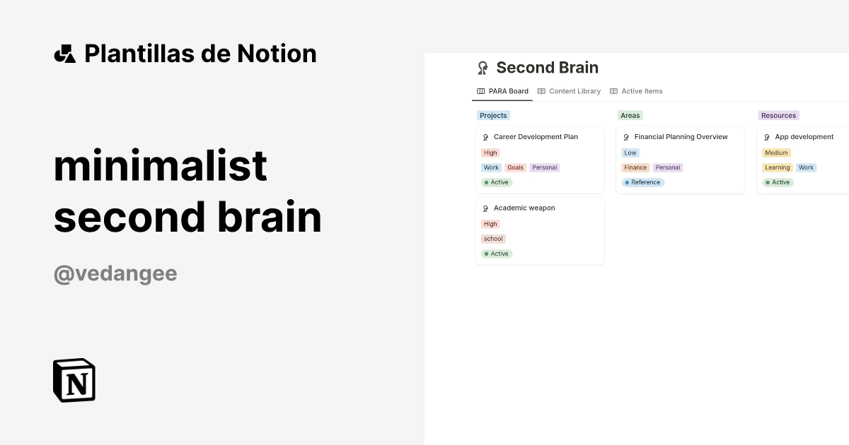 Plantilla minimalist second brain | Notion Marketplace