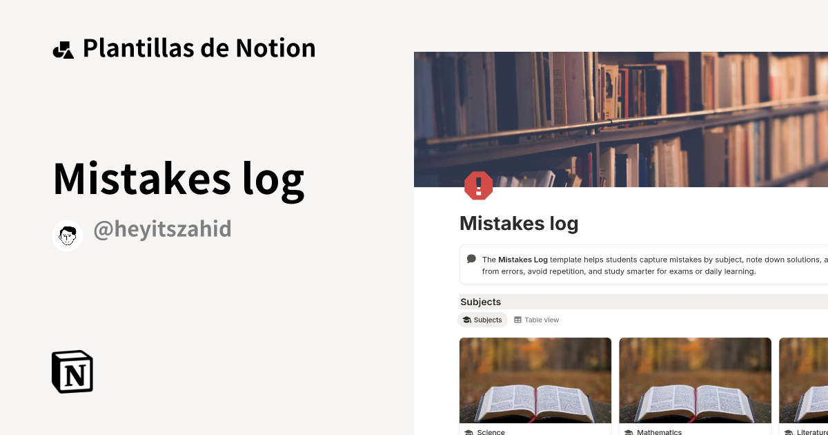 Plantilla Mistakes log de heyitszahid | Notion Marketplace