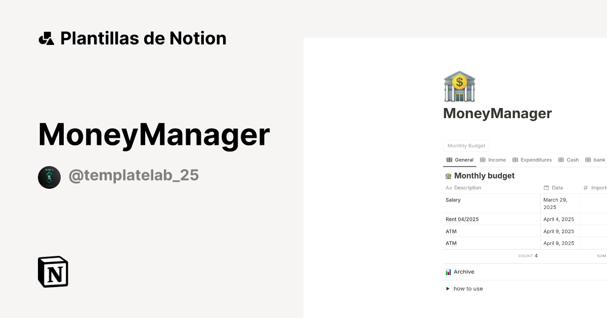 Plantilla MoneyManager | Notion Marketplace