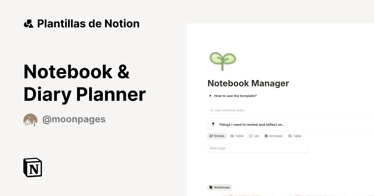 Plantilla Notebook & Diary Planner | Notion Marketplace