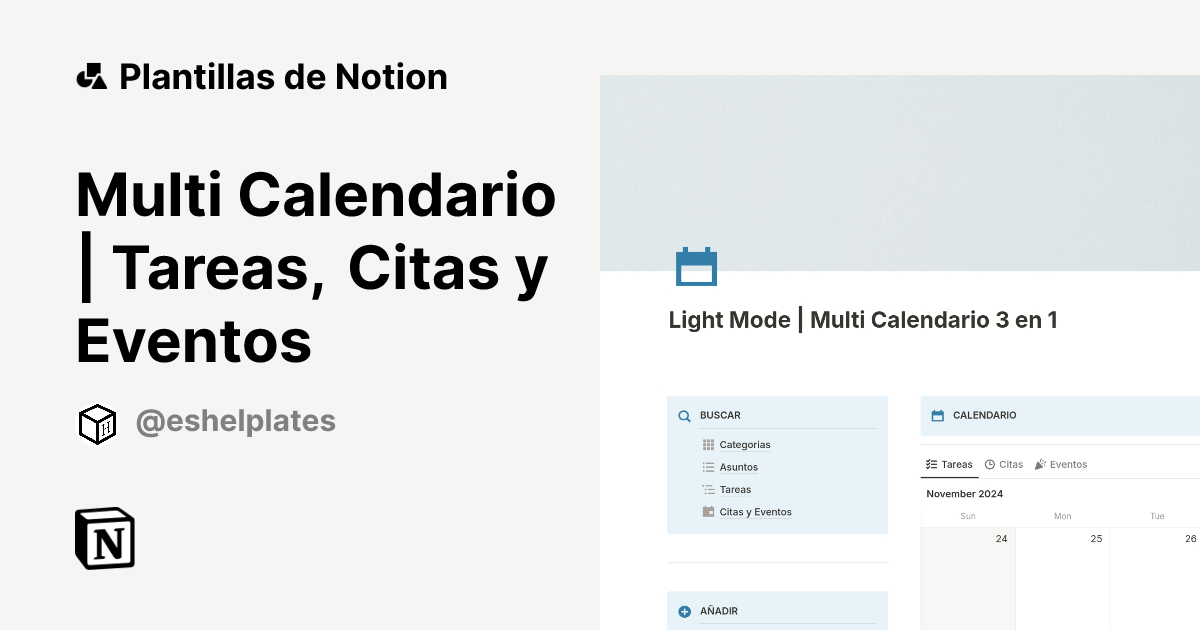 Plantilla Multi Calendario | Tareas, Citas y Eventos | Notion Marketplace