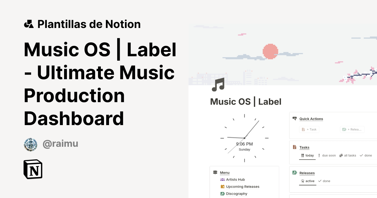 Plantilla Music OS | Label - Ultimate Music Production Dashboard ...