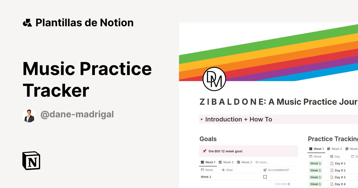 Plantilla Music Practice Tracker | Notion Marketplace