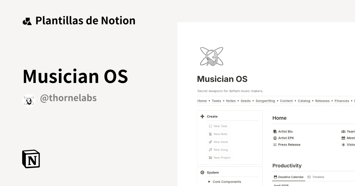 Plantilla Musician OS | Notion Marketplace