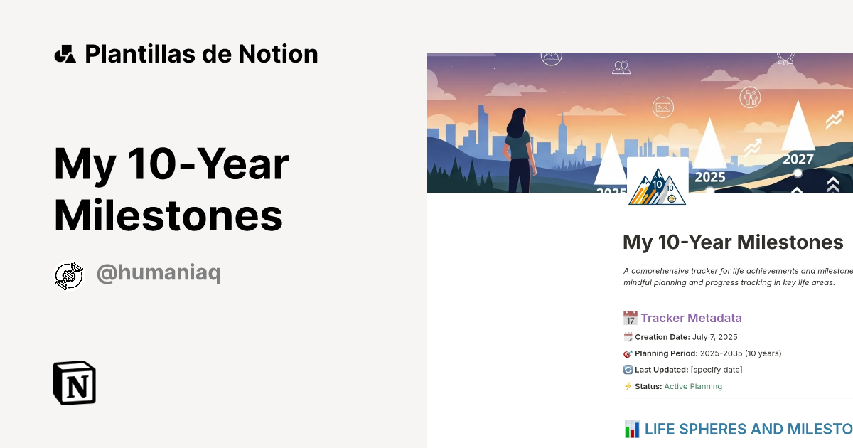 Plantilla My 10-Year Milestones | Notion Marketplace