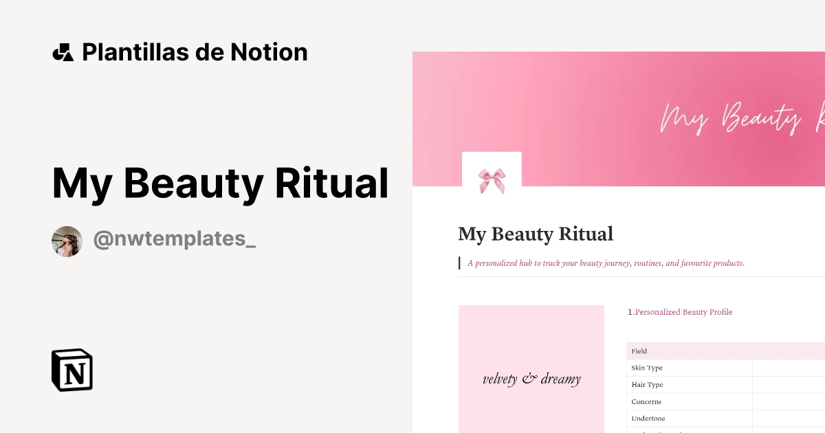 Plantilla My Beauty Ritual | Notion Marketplace