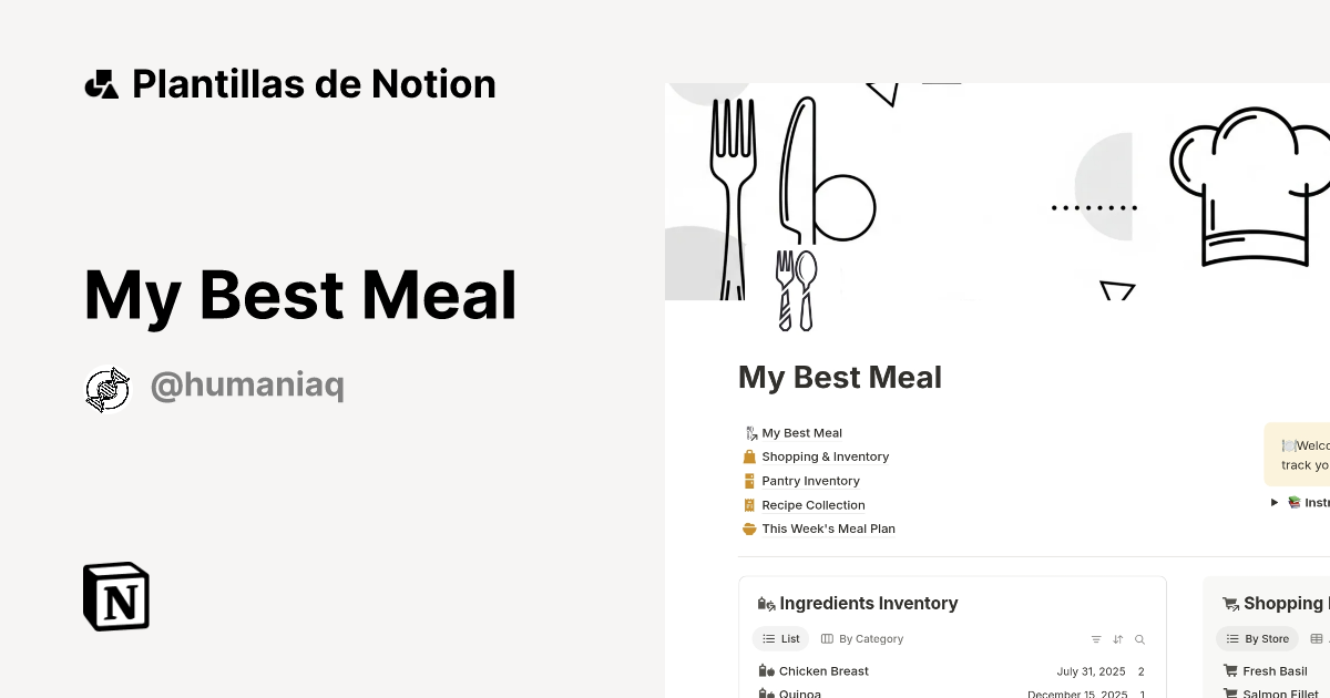 Plantilla My Best Meal | Notion Marketplace