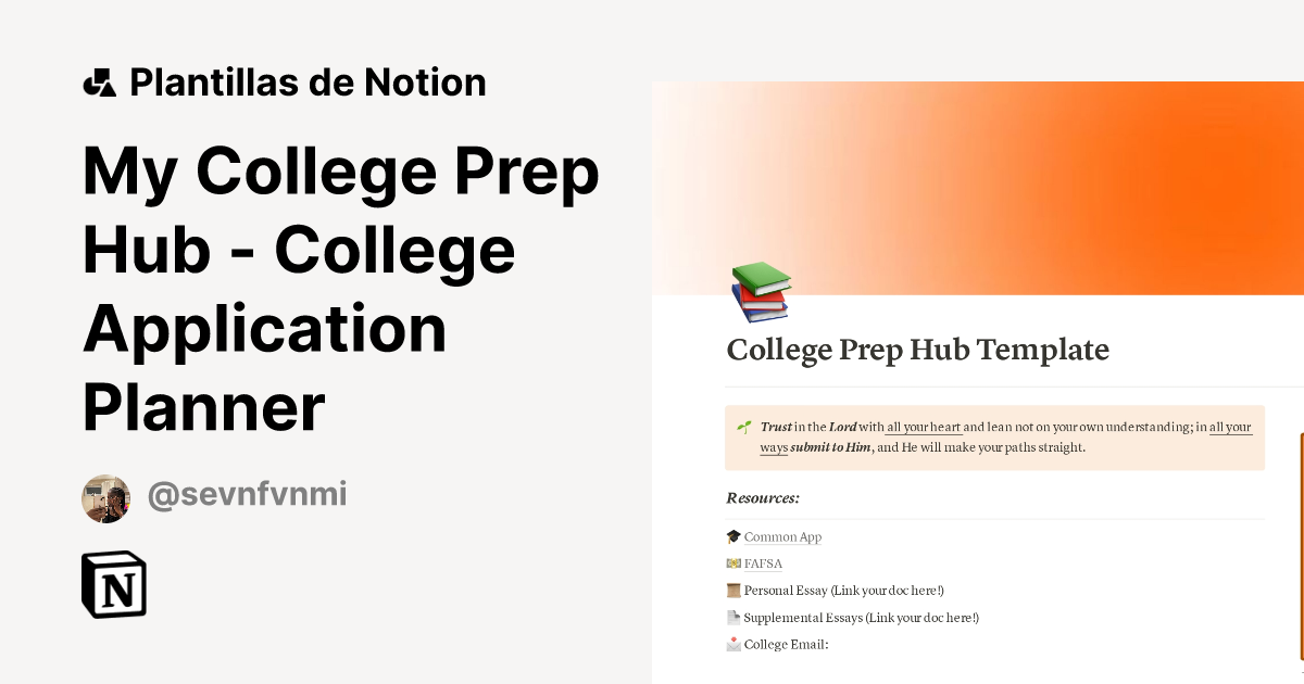 Plantilla My College Prep Hub - College Application Planner de ...
