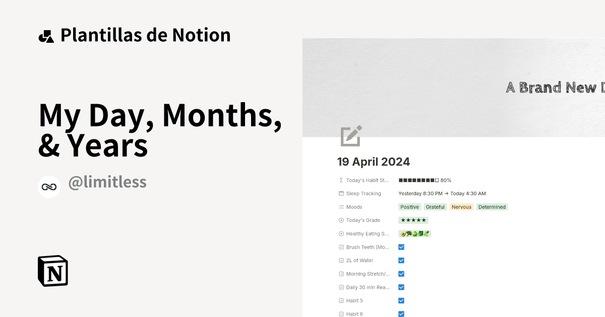 Plantilla My Day, Months, & Years | Notion Marketplace