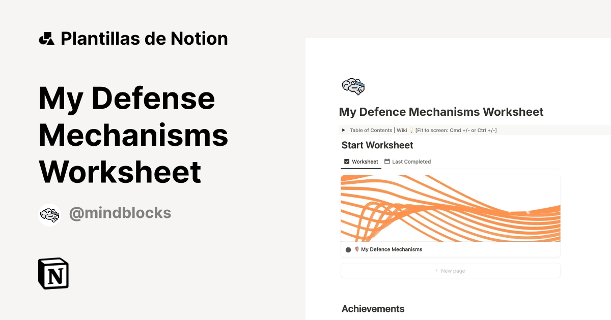 Plantilla My Defense Mechanisms Worksheet | Notion Marketplace