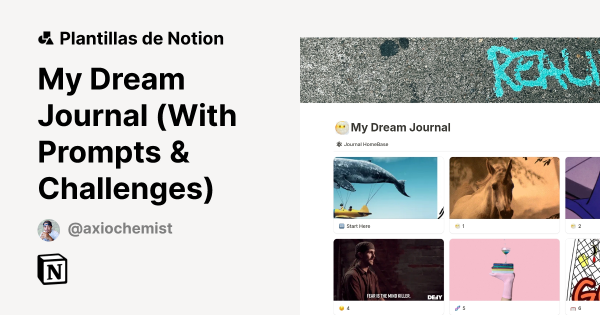 Plantilla My Dream Journal (With Prompts & Challenges) de Rick J Reyna ...