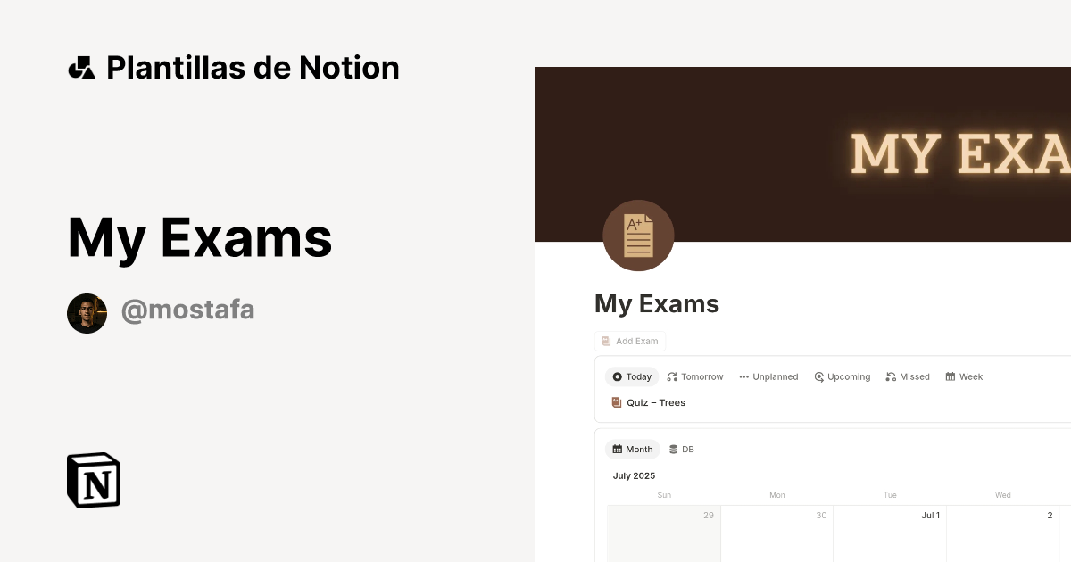 Plantilla My Exams | Notion Marketplace