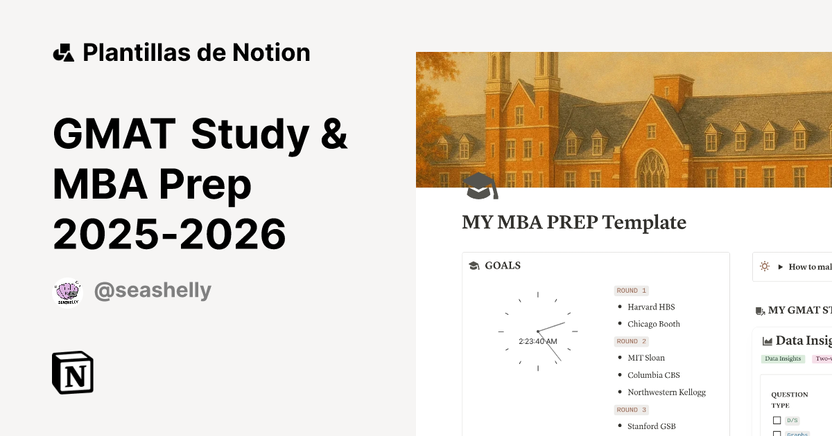 Plantilla GMAT Study & MBA Prep 2025-2026 de Sea Shelly | Notion ...