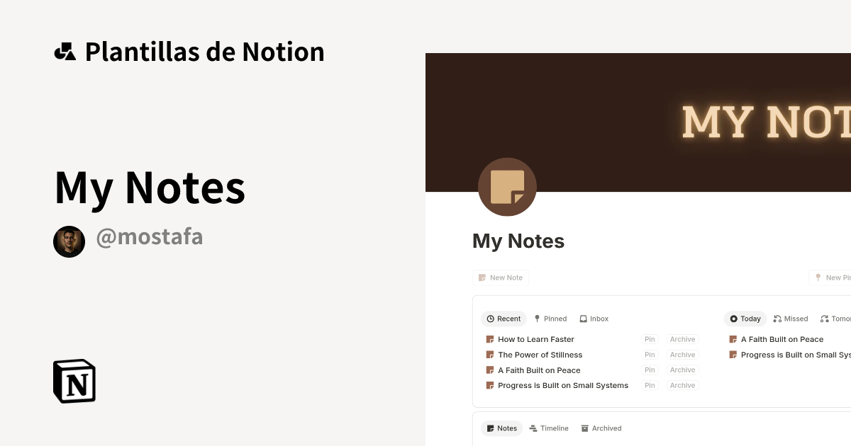 Plantilla My Notes | Notion Marketplace