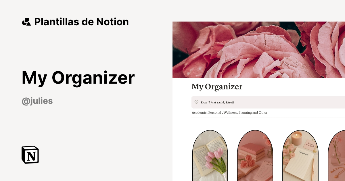 Plantilla My Organizer de JULIE | Notion Marketplace