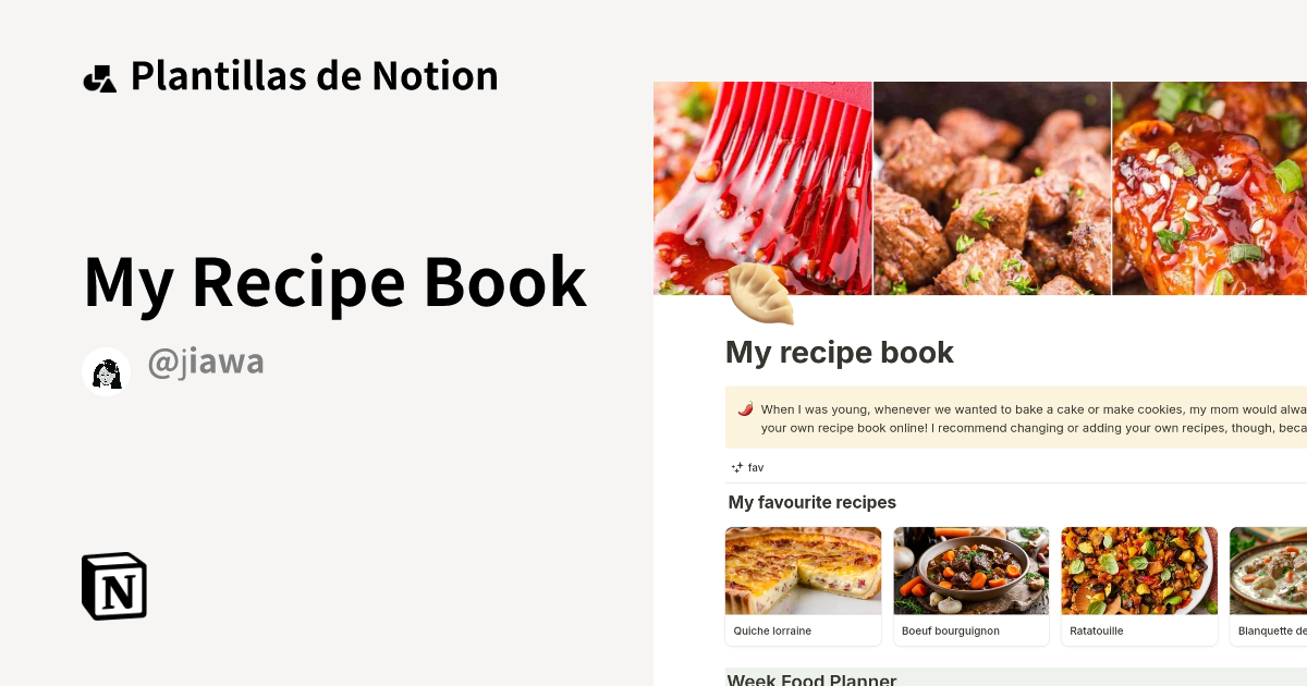Plantilla My Recipe Book | Notion Marketplace