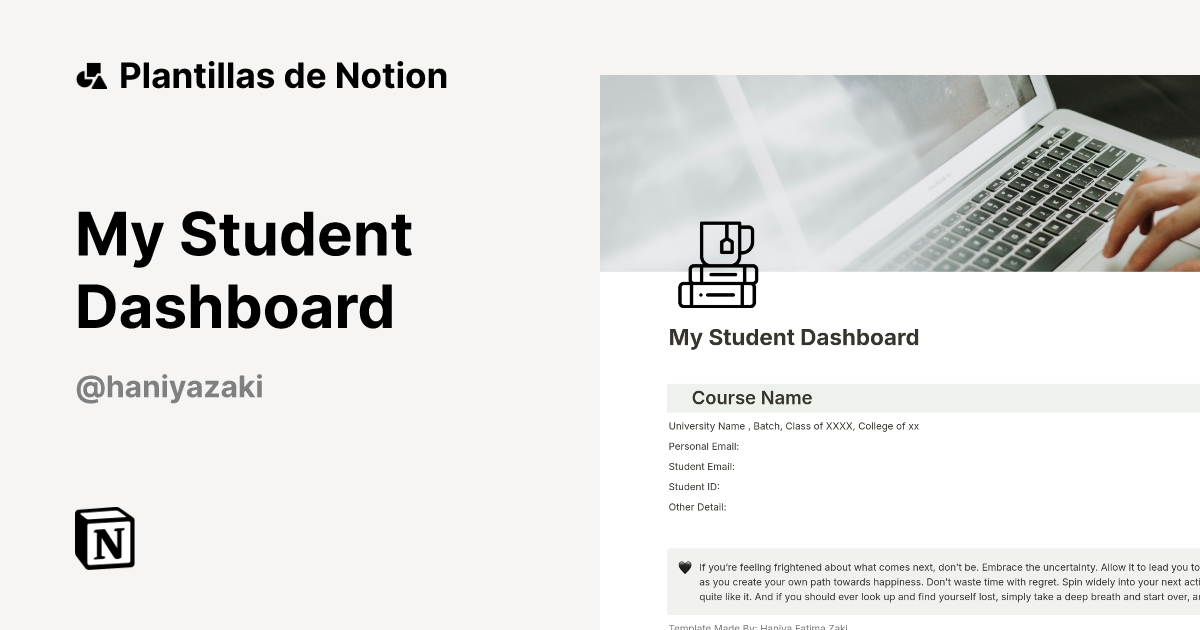 Plantilla My Student Dashboard | Notion Marketplace