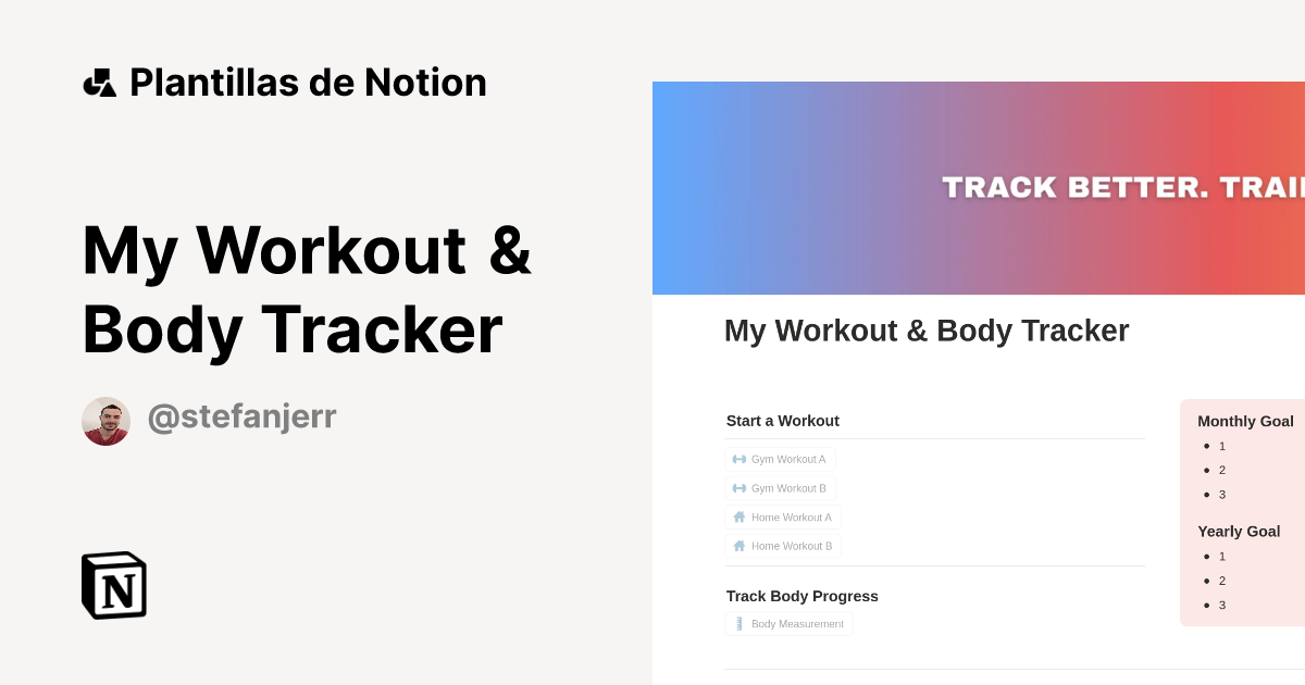 Plantilla My Workout & Body Tracker | Notion Marketplace