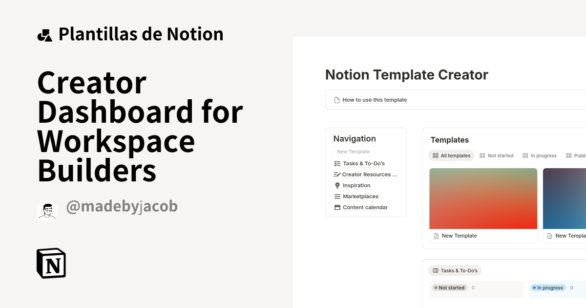 Plantilla Creator Dashboard for Workspace Builders | Notion Marketplace