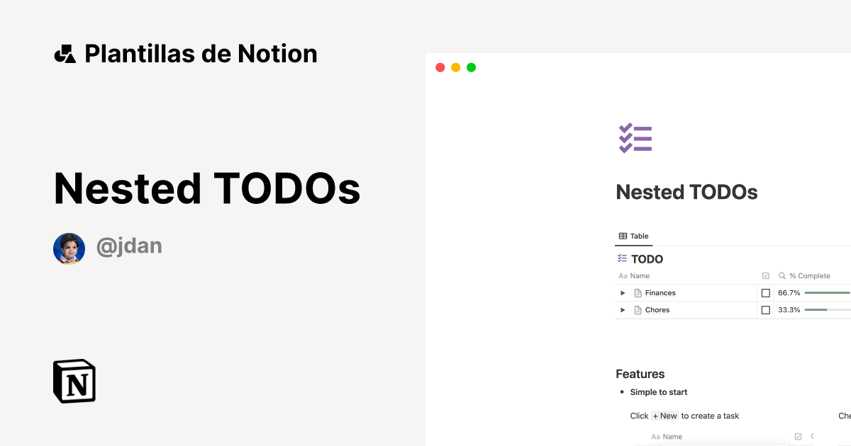 Plantilla Nested TODOs | Notion Marketplace