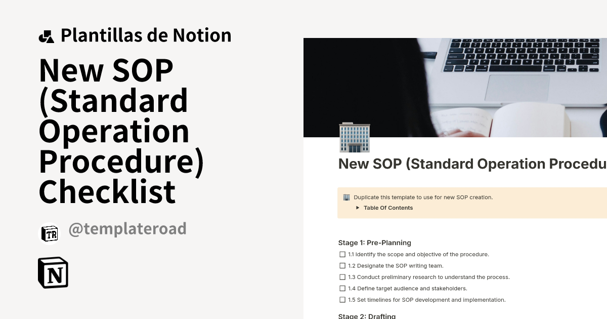 Plantilla New SOP (Standard Operation Procedure) Checklist | Notion ...