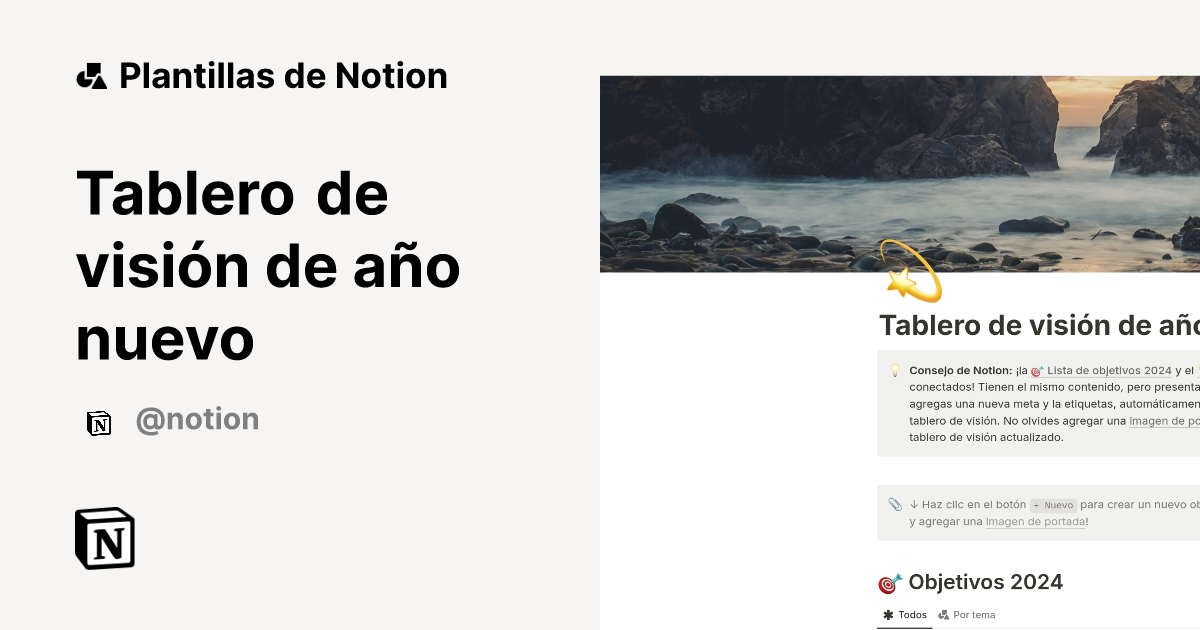 Plantilla Tablero de visión de año nuevo 2026 | Notion Marketplace