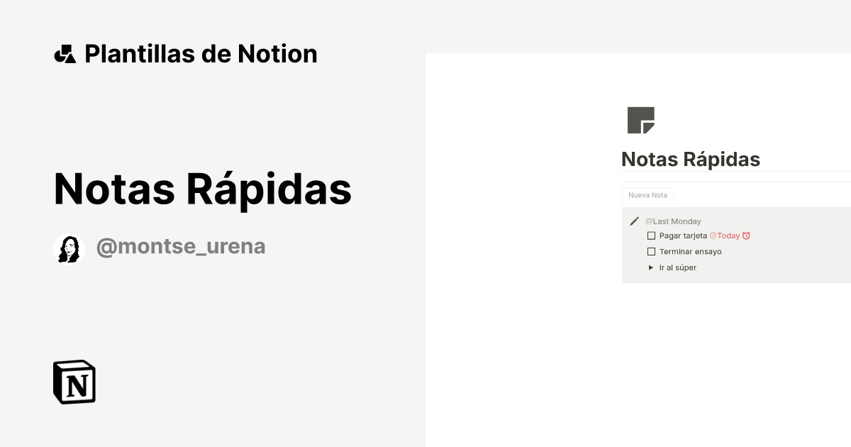 Plantilla Notas Rápidas de Montse U. | Notion Marketplace