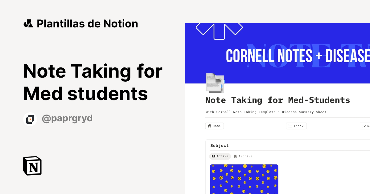 Plantilla Note Taking for Med students | Notion Marketplace