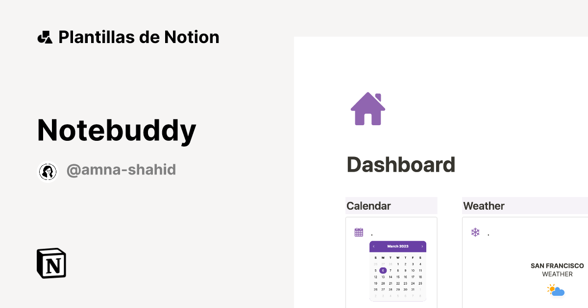 Plantilla Notebuddy de Amna Shahid | Notion Marketplace