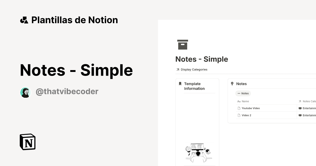 Plantilla Notes - Simple | Notion Marketplace