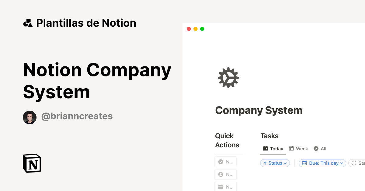 Plantilla Notion Company System de Brian N | Notion Marketplace
