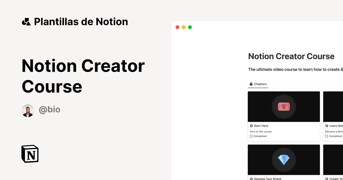 Plantilla Notion Creator Course | Notion Marketplace