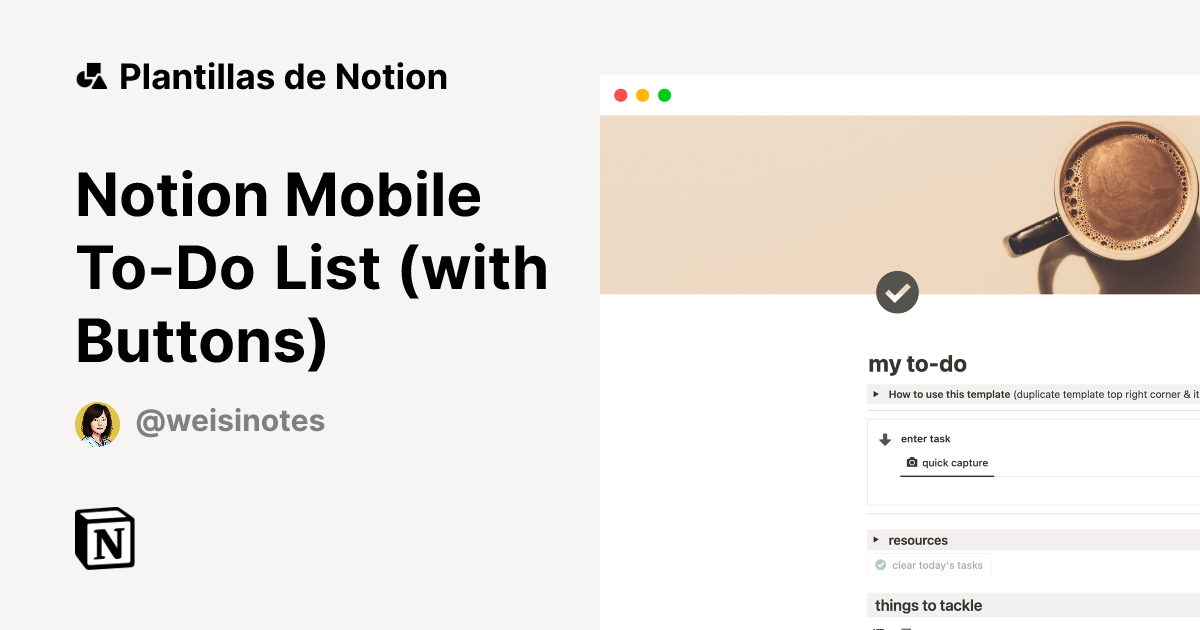 Plantilla Notion Mobile To-Do List (with Buttons) de Weisi Notes ...