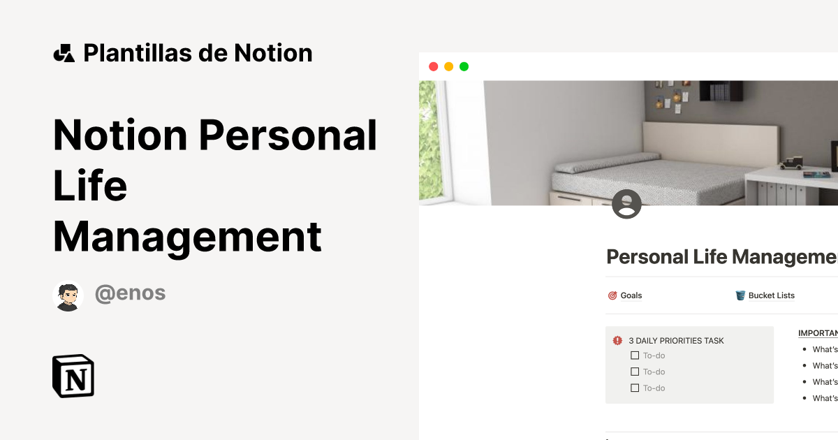 Plantilla Notion Personal Life Management de Enos Sopacuaperu | Notion ...
