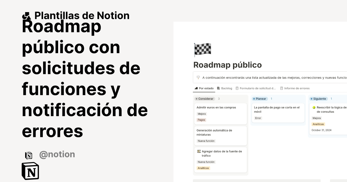 Plantilla Roadmap público con solicitudes de funciones y notificación ...