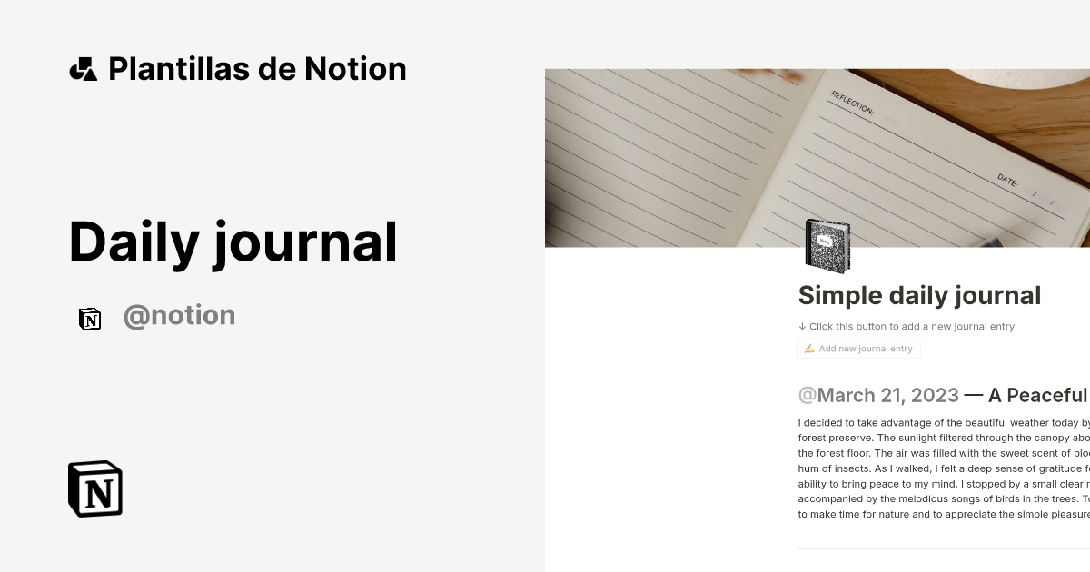 Plantilla Daily journal 2025 | Notion Marketplace