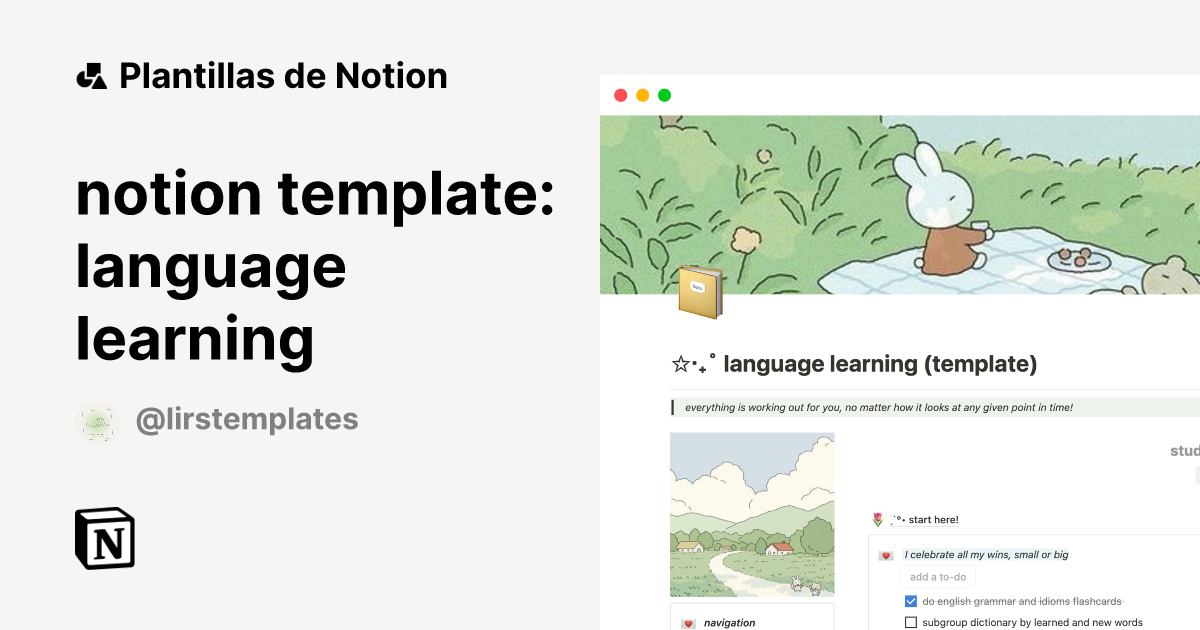 Plantilla notion template: language learning | Notion Marketplace