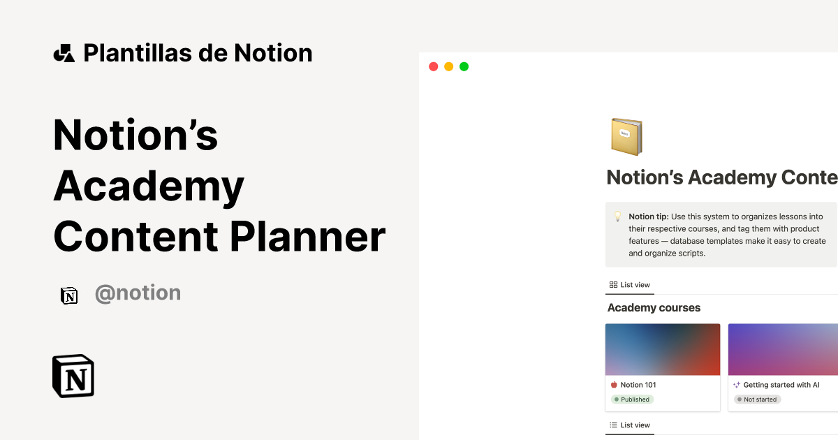 Plantilla Notion’s Academy Content Planner 2025 | Notion Marketplace