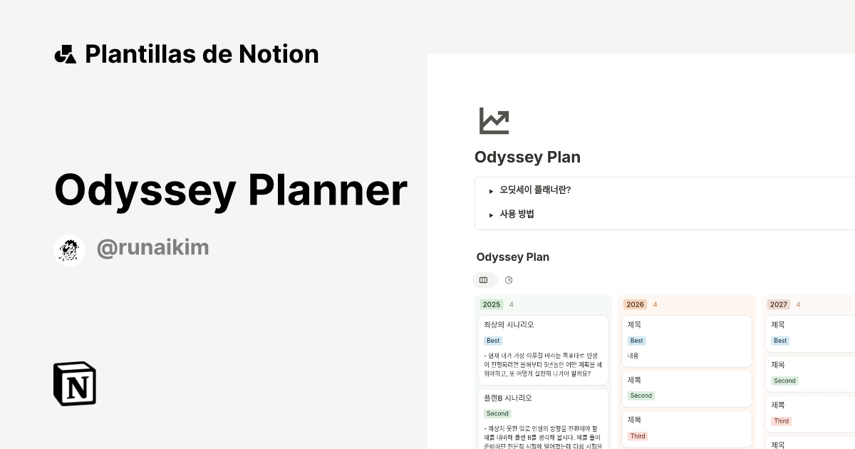 Plantilla Odyssey Planner | Notion Marketplace
