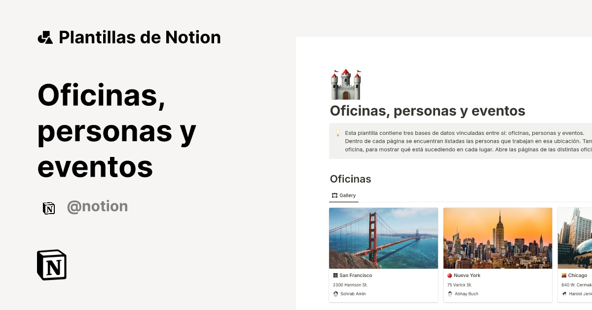 Plantilla Oficinas, personas y eventos 2025 | Notion Marketplace