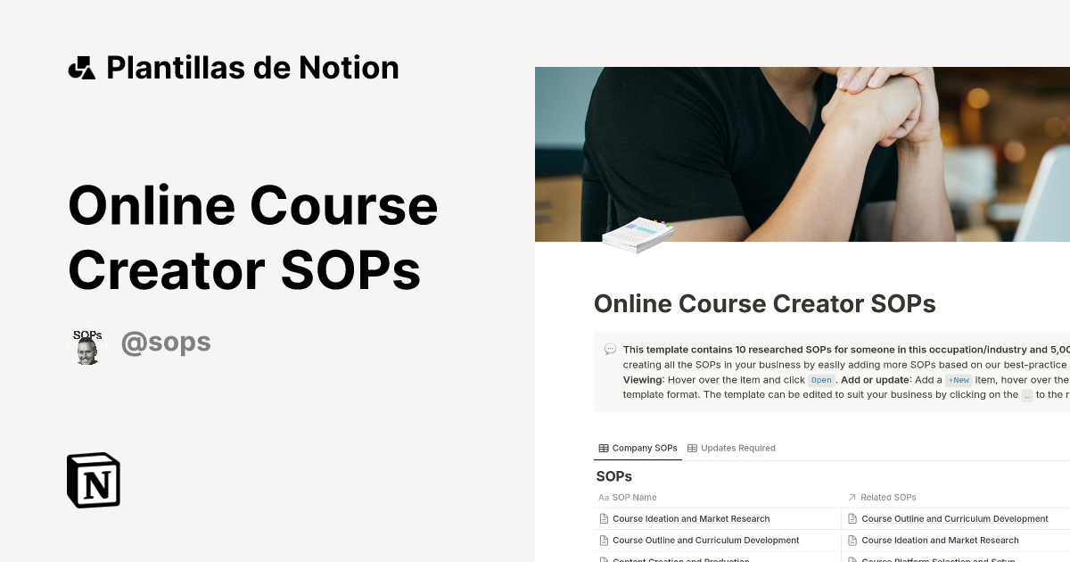 Plantilla Online Course Creator SOPs de SOPs | Notion Marketplace