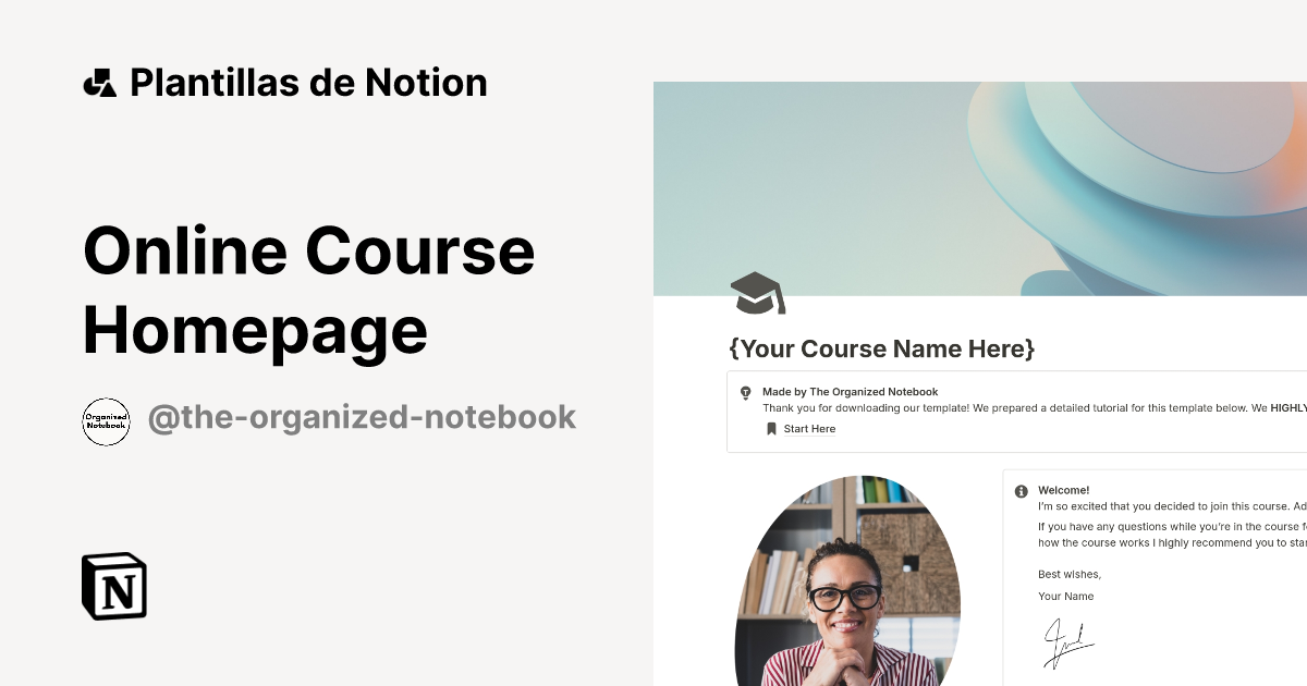 Plantilla Online Course Homepage | Notion Marketplace