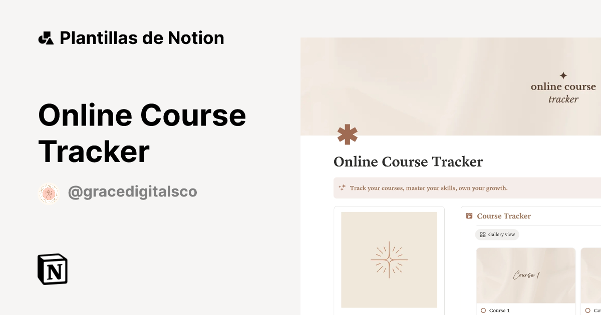 Plantilla Online Course Tracker | Notion Marketplace