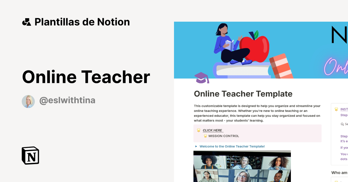 Plantilla Online Teacher | Notion Marketplace