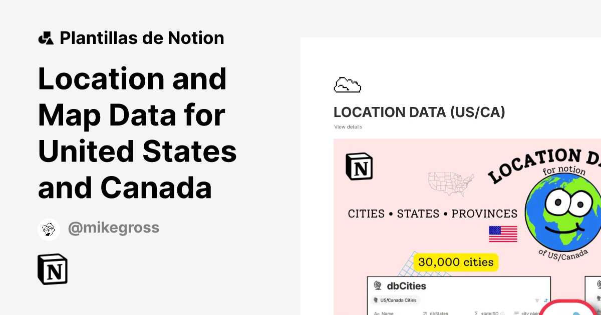 Plantilla Location and Map Data for United States and Canada de Mike ...