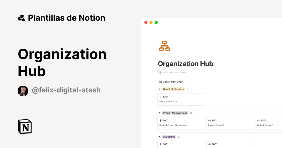 Plantilla Organization Hub de Felix' Digital Stash | Notion Marketplace