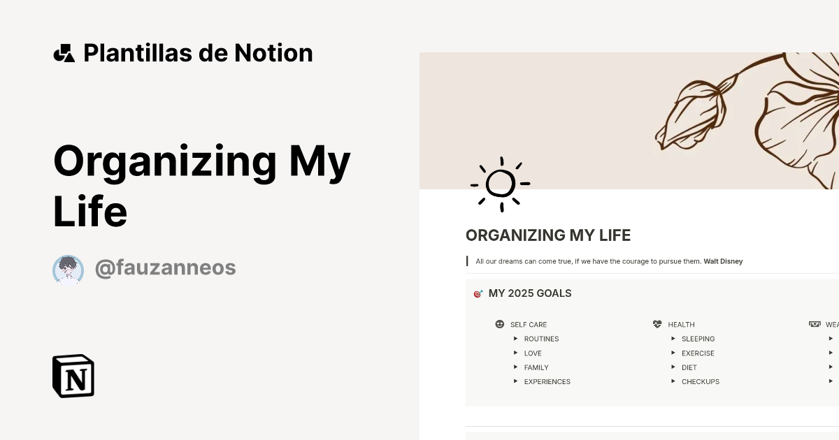 Plantilla Organizing My Life de FauzanNeos | Notion Marketplace