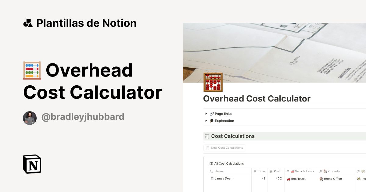 Plantilla 🧮 Overhead Cost Calculator | Notion Marketplace
