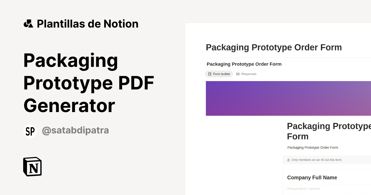 Plantilla Packaging Prototype PDF Generator | Notion Marketplace