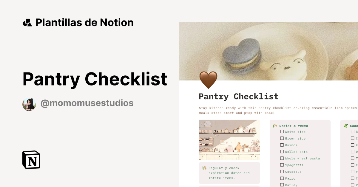 Plantilla Pantry Checklist | Notion Marketplace